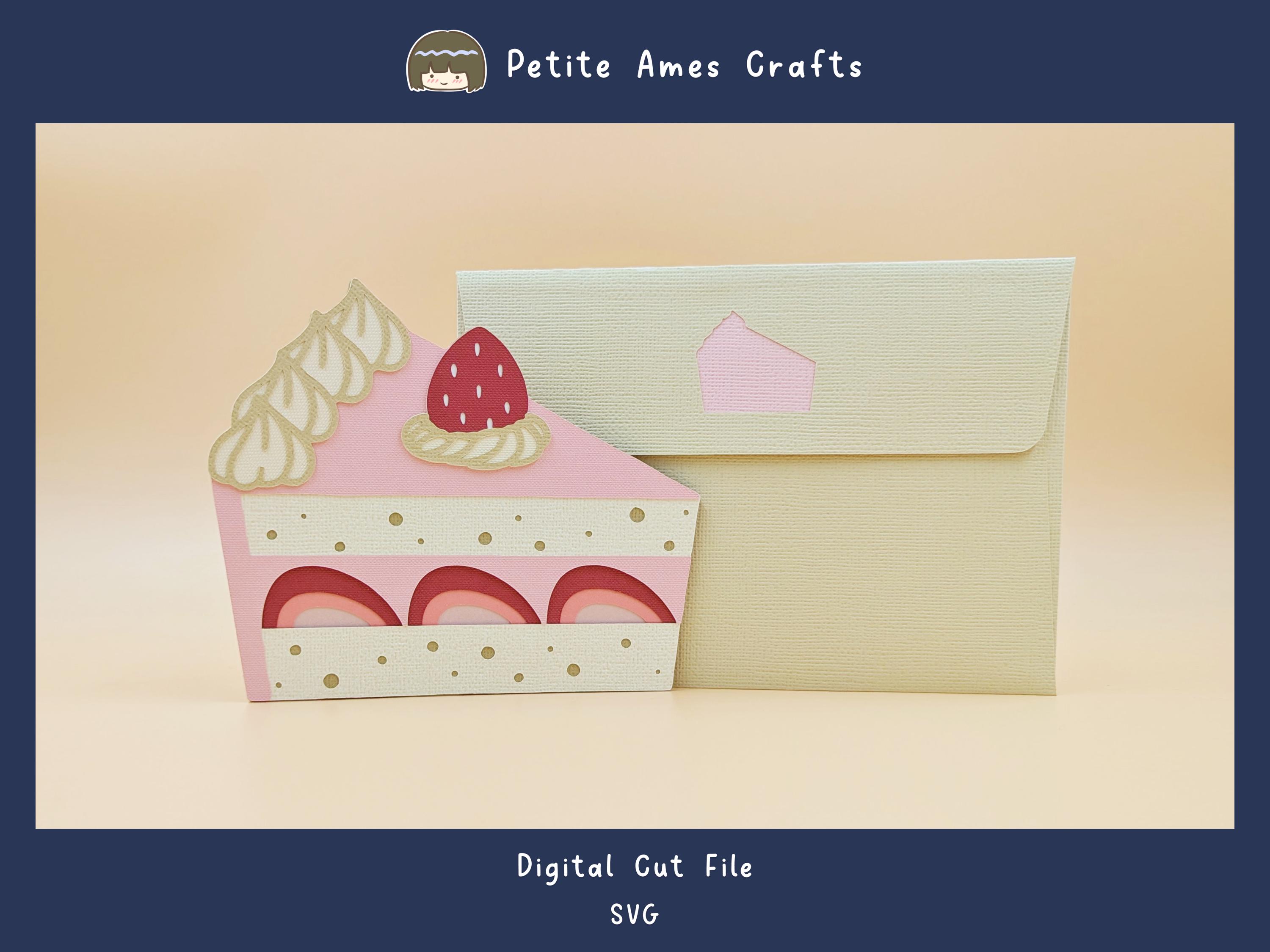 DIY Strawberry Cake Slice Card SVG Template - Etsy