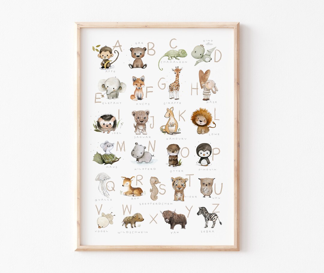 Kinderbild "ABC" Poster, DIN A4 A3 A2, ABC Poster,Alphabet Bild, Poster ...