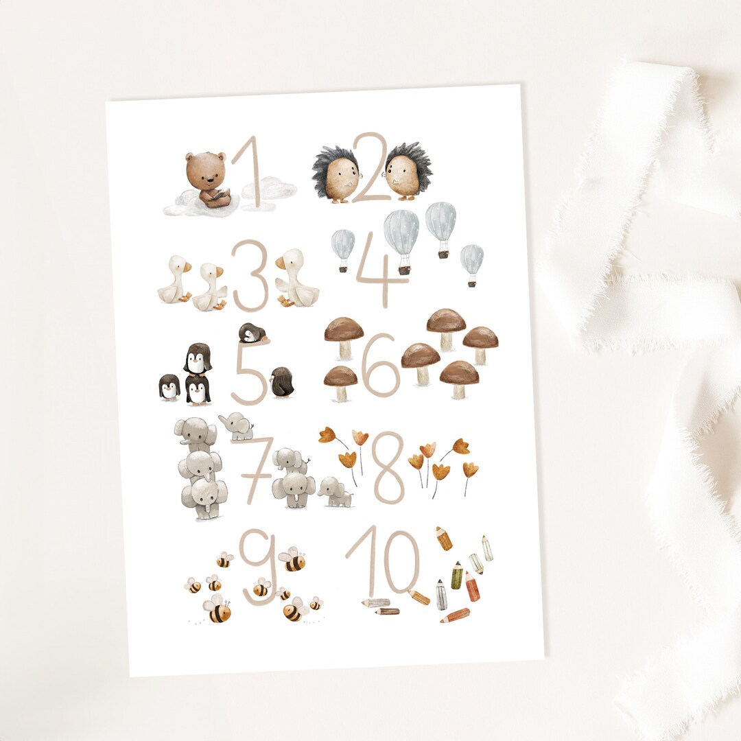 Number Card, Kindergarten Child Card, Learning Card, Card for Starting ...