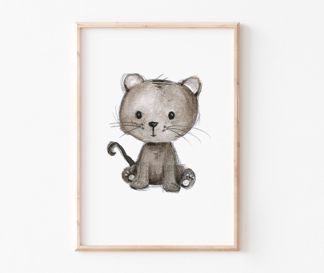 Children's Picture sitting Cat, A4 A3 Poster Cat Children's Room ...