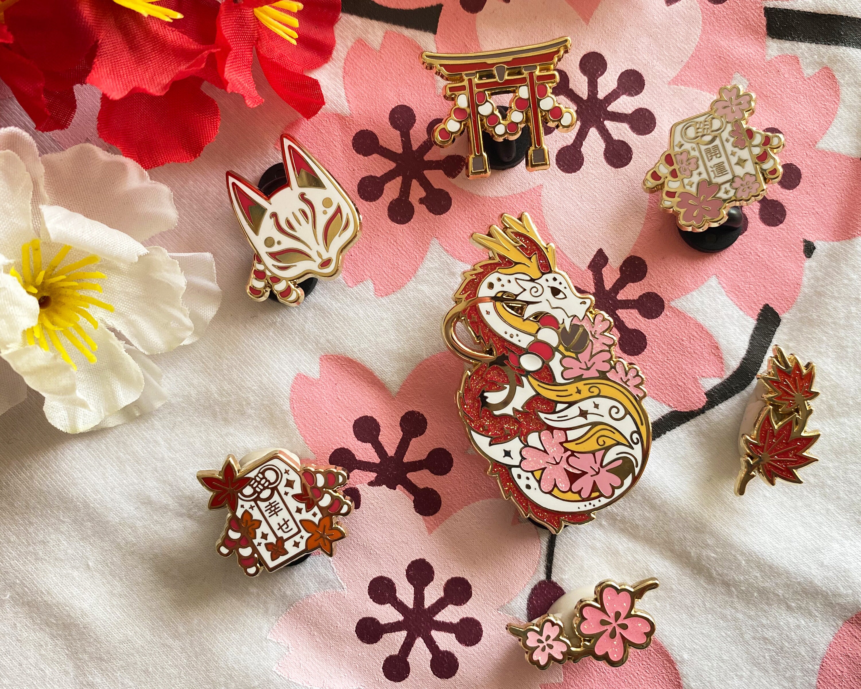 Ryujin / Dragon Enamel Pin, Japanese Folklore Mini Pins, Shrine ...