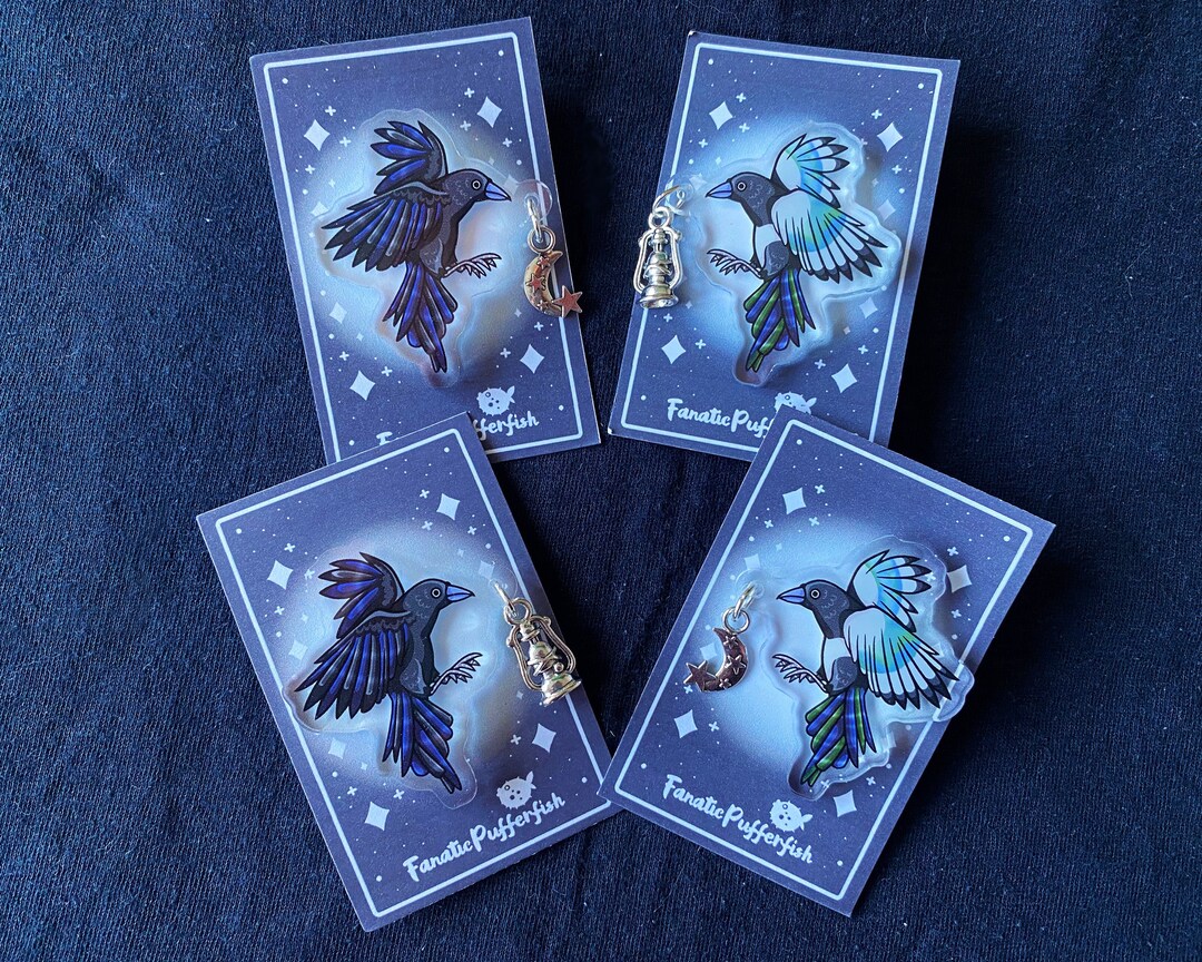 Corvid Familiar Crow Magpie Raven Witch Aesthetic Acrylic Pin - Etsy