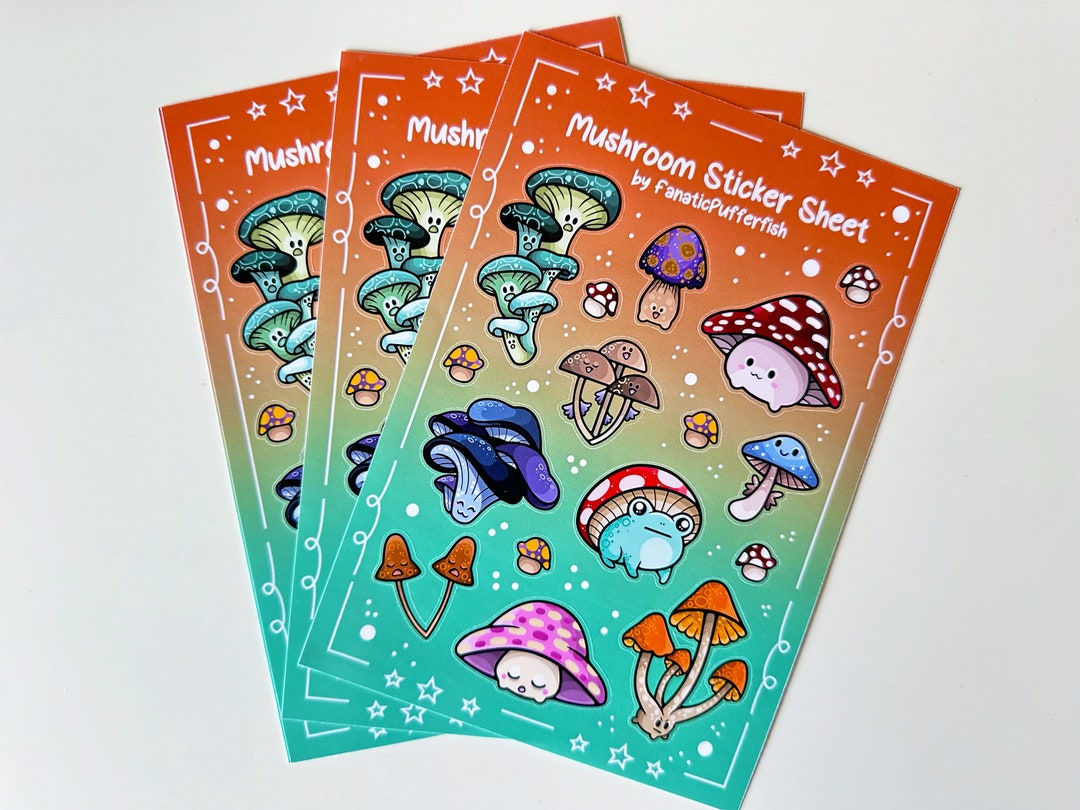 Cute Mushroom Cottagecore Sticker Sheet - Etsy