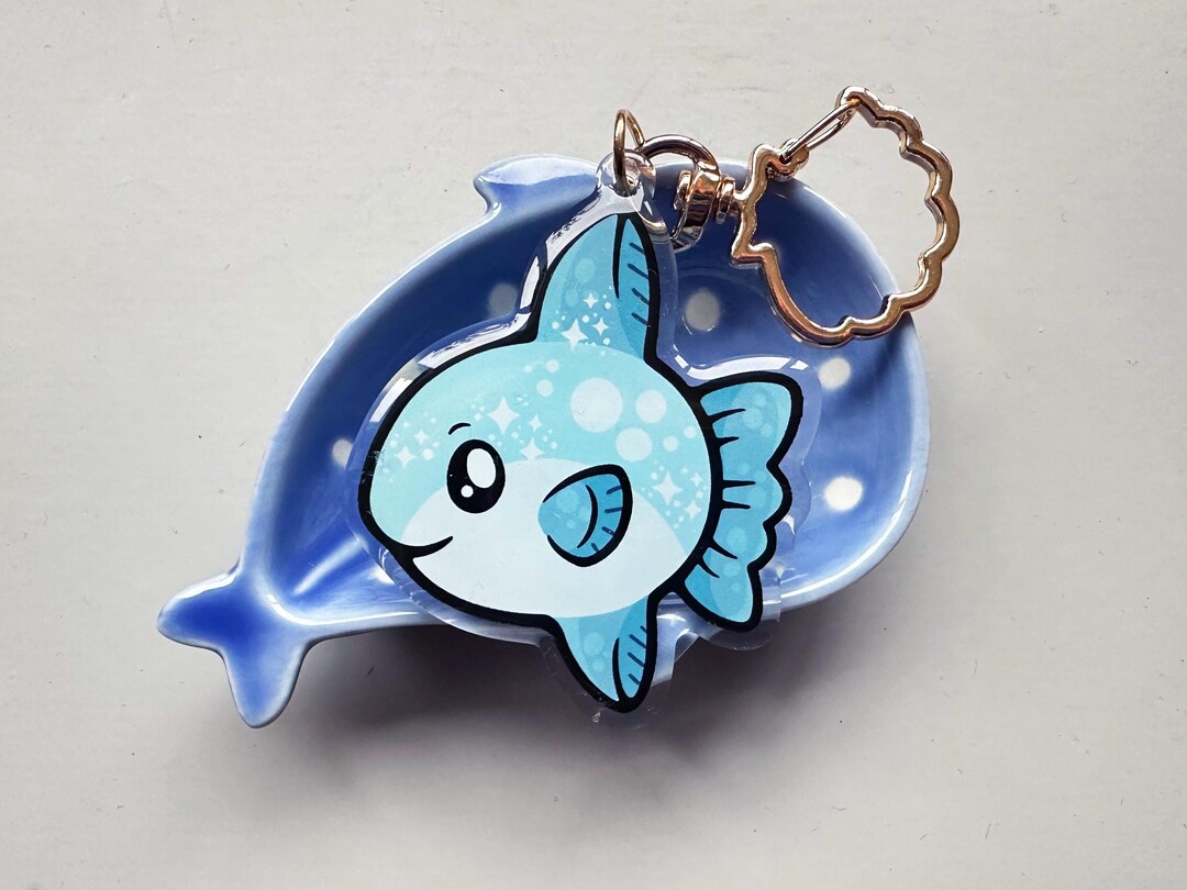 Cute Sunfish Sealife Acrylic Charm Keyring - Etsy