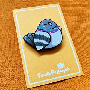 Chonky Pigeon Borb Wooden Pin, Animal, Bird Pin - Etsy
