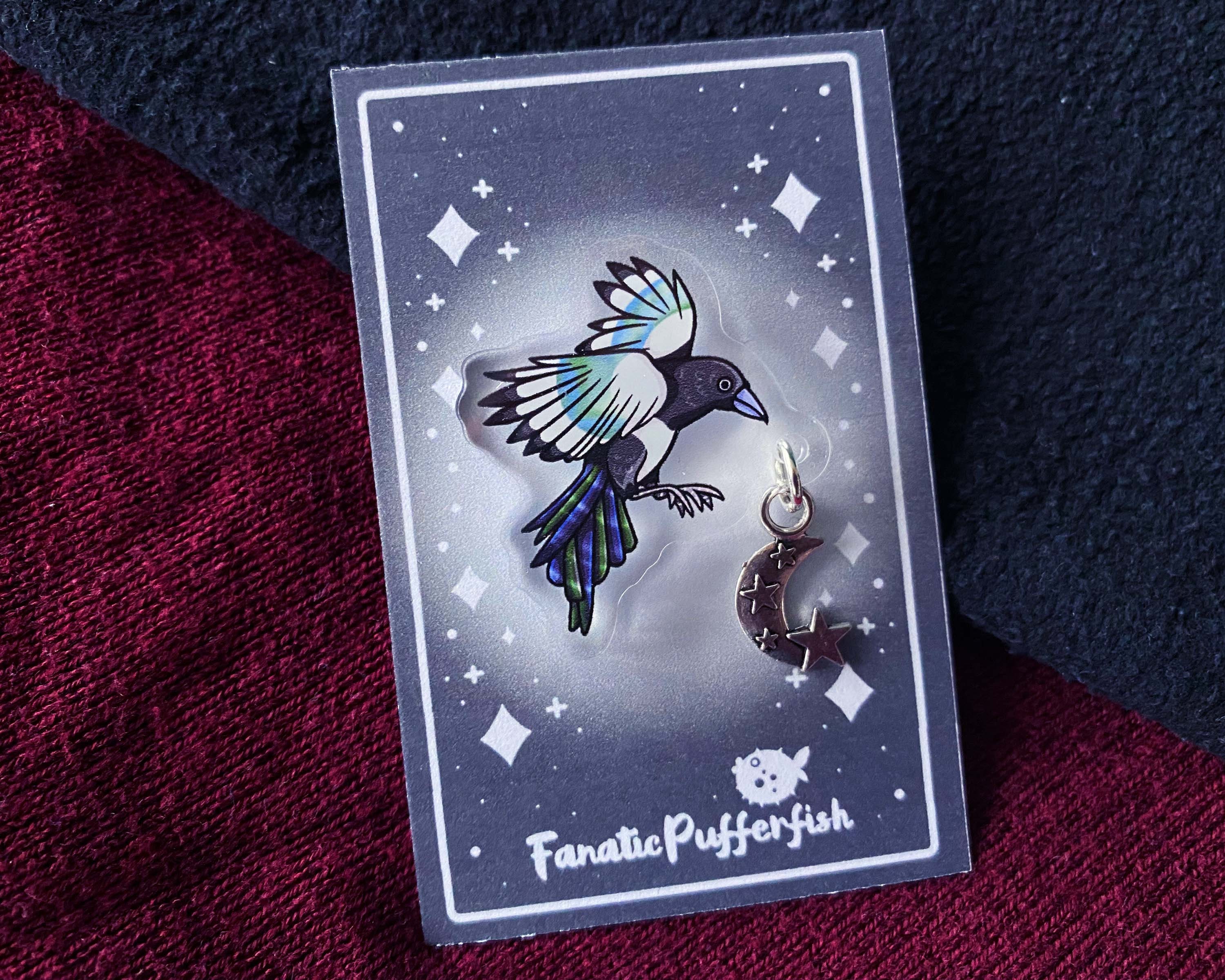 Corvid Familiar Crow Magpie Raven Witch Aesthetic Acrylic Pin - Etsy