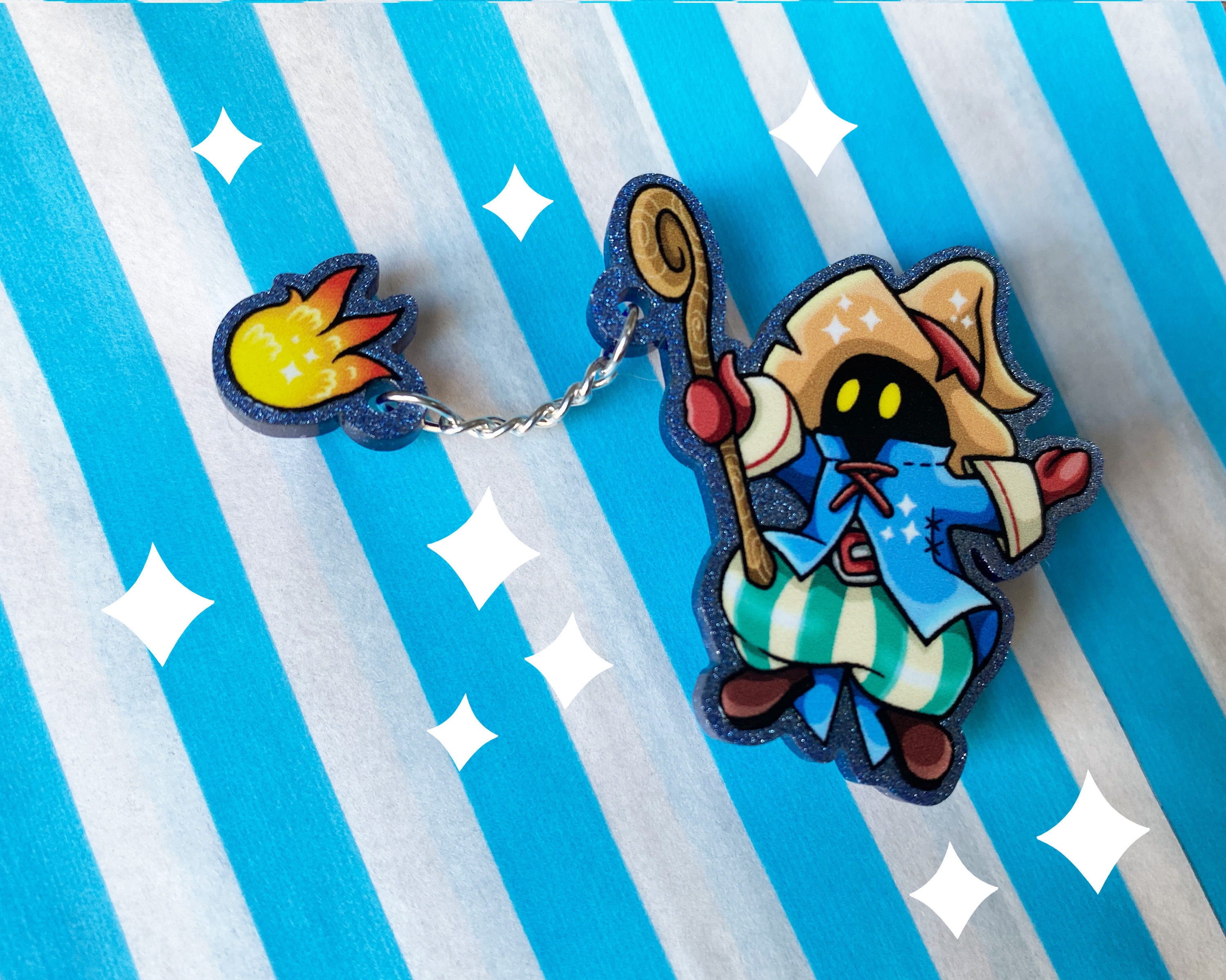Vivi Fireball Final Fantasy Glitter Blue Acrylic Pin - Etsy
