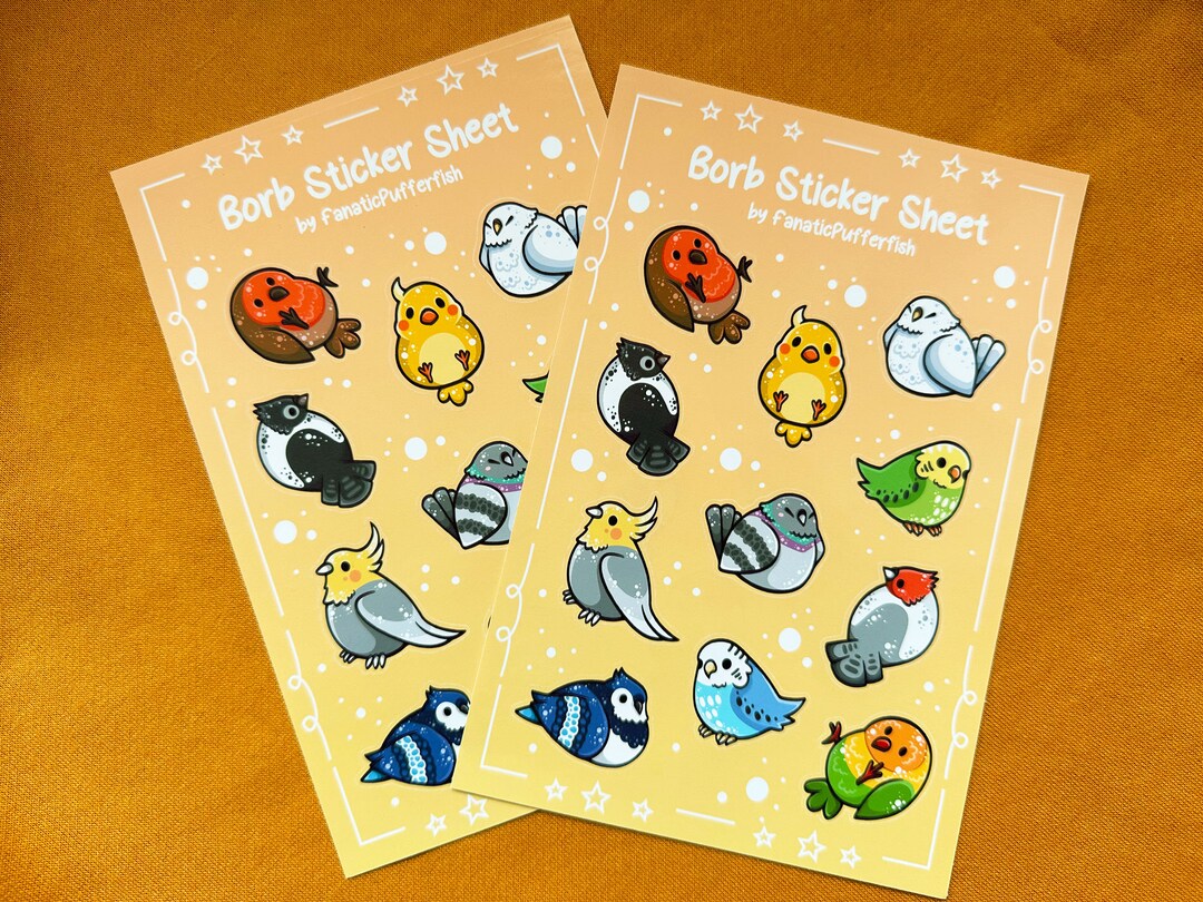 Borb Sticker Sheet, Round Bird Stickers - Etsy