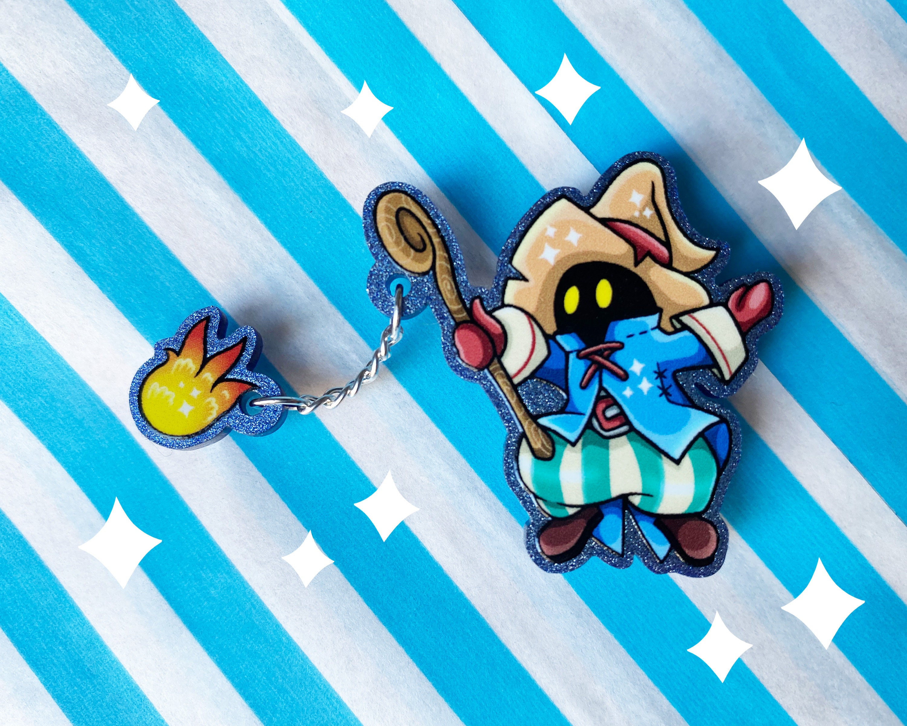 Vivi Fireball Final Fantasy Glitter Blue Acrylic Pin - Etsy