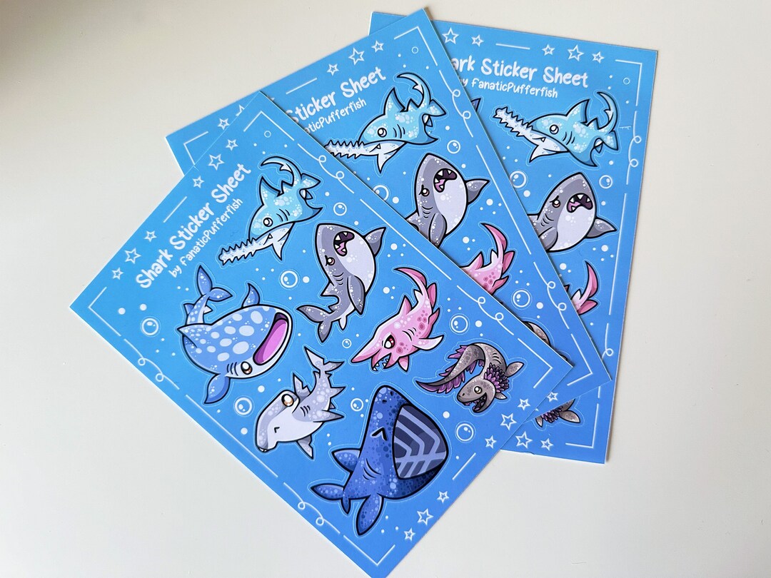 Cute Shark Sealife Sticker Sheet - Etsy