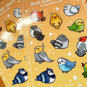 Borb Sticker Sheet, Round Bird Stickers - Etsy