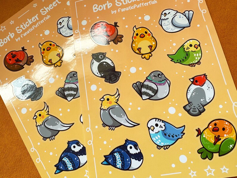 Borb Sticker Sheet – Round Bird Collection for Journaling, Decor ...