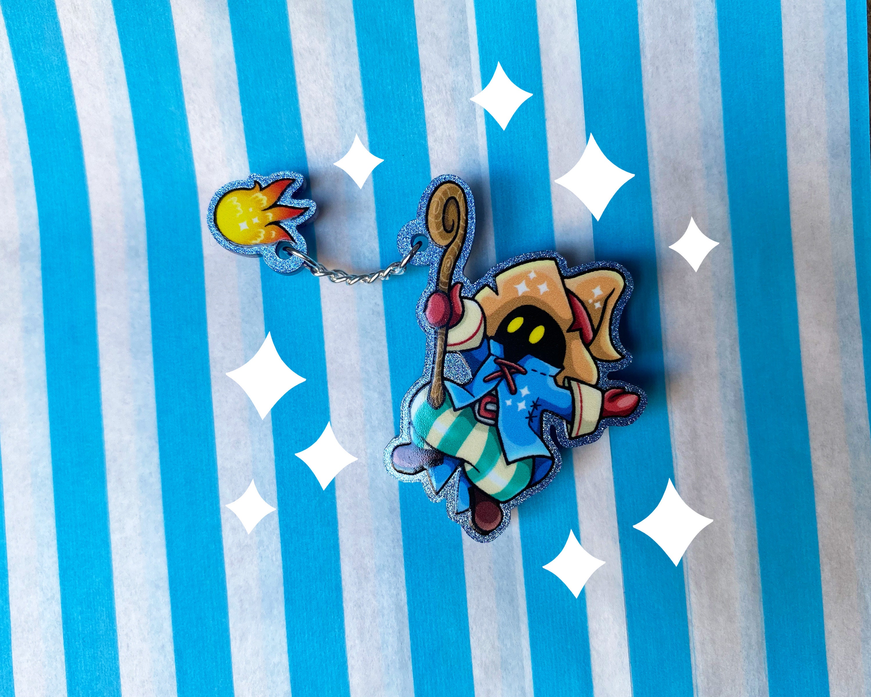 Vivi Fireball Final Fantasy Glitter Blue Acrylic Pin - Etsy