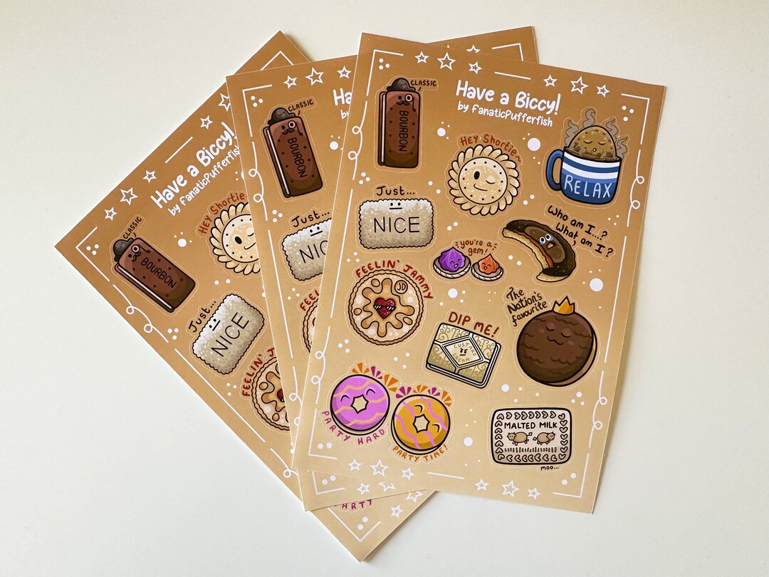 British Biscuits, Biscuit Lovers, Sticker Sheet - Etsy