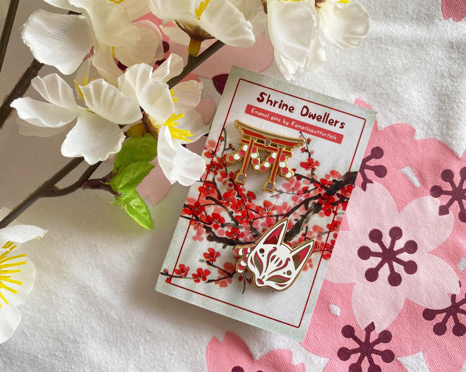 Kitsune Mask Torii Gate Mini Enamel Pins Japanese Folklore | Etsy Canada