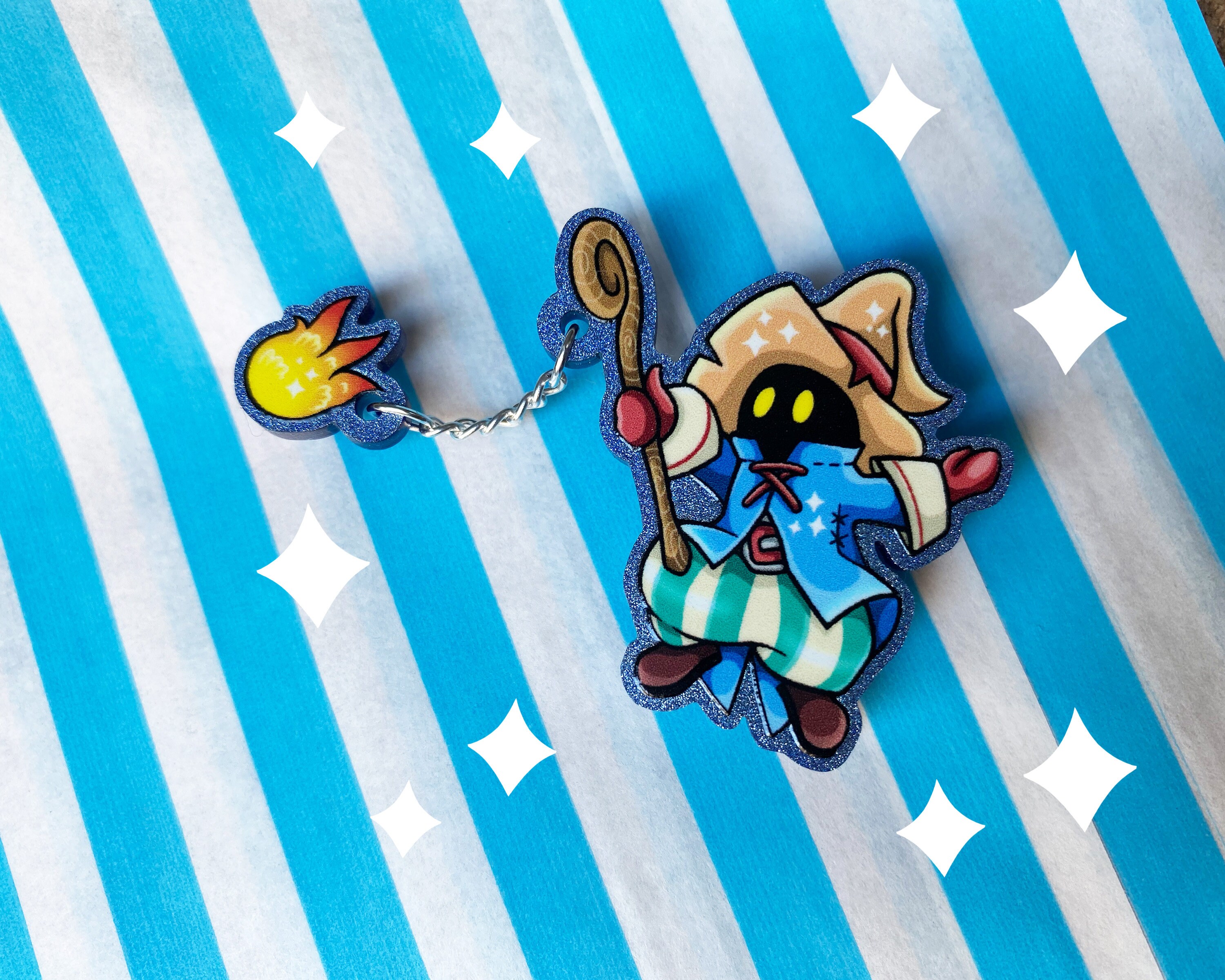 Vivi Fireball Final Fantasy Glitter Blue Acrylic Pin - Etsy