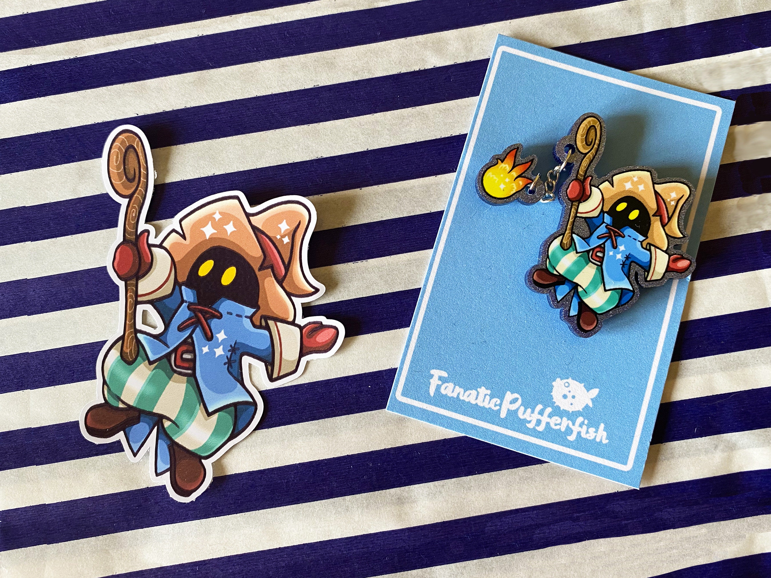 Vivi Fireball Final Fantasy Glitter Blue Acrylic Pin - Etsy