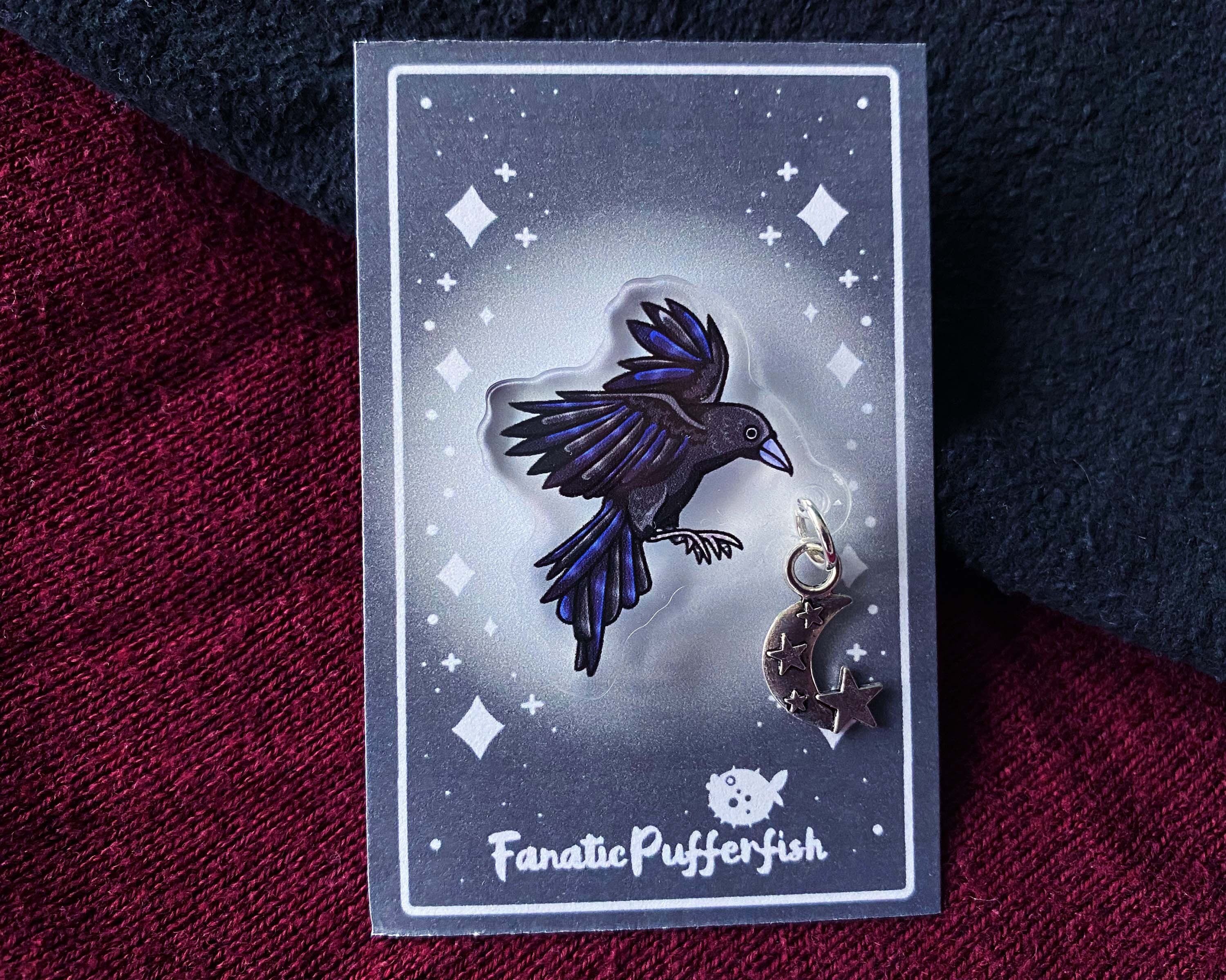 Corvid Familiar Crow Magpie Raven Witch Aesthetic Acrylic Pin - Etsy