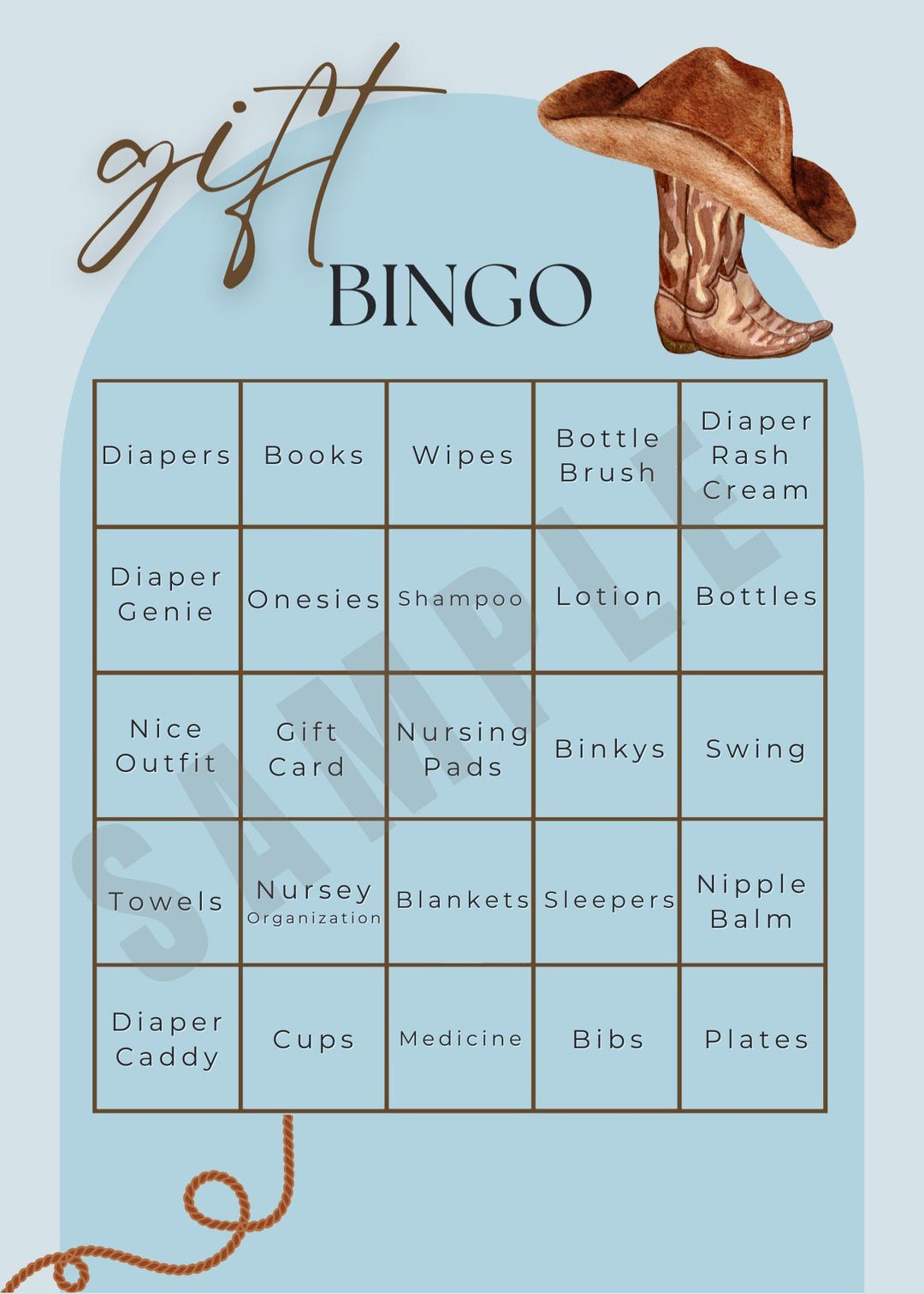 Baby Shower Gift Bingo - Rodeo Theme (boy) - 30 Cards - Etsy