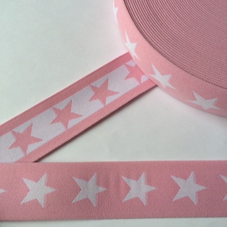 1 M Elastic Band With Stars - Pink 40 Mm - Etsy