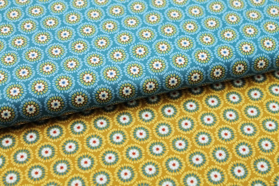 Materials Emilie Collection 2021 Retro pattern light blue Hilco Cotton ...