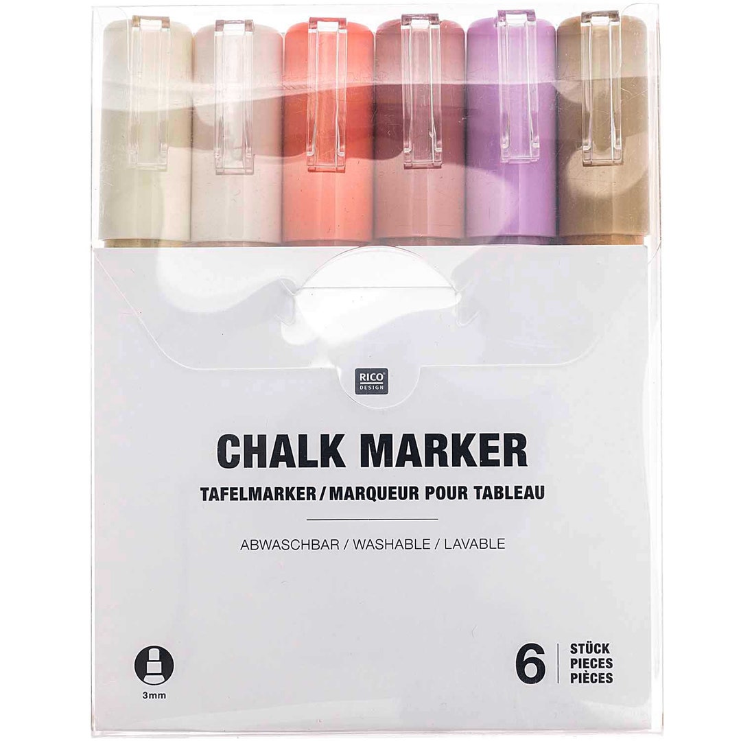Rico Design Chalk Pens Liquid Chalk Set Natural 3 Mm 6 Colors - Etsy