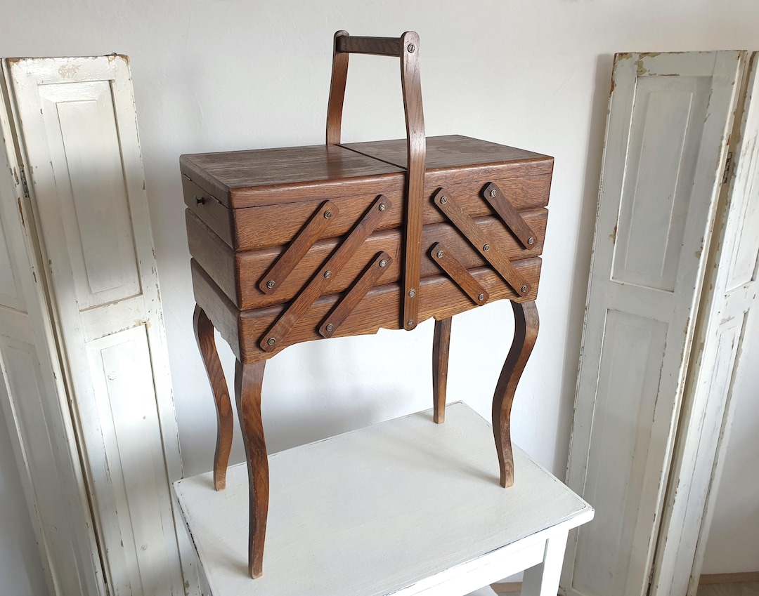 Old Sewing Box, Antique Sewing Box, Utensil, Legs, French Vintage, Wood ...