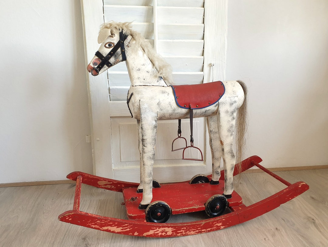 Old Rocking Horse Antique Pulling Horse Vintage Decorative - Etsy