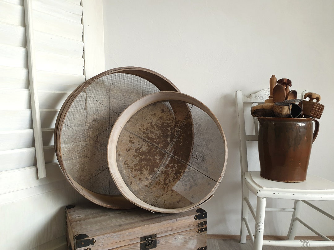 Antique Flour Sieve, 50 Cm Large Old Wooden Sieve, Ancient Grain Sieve ...