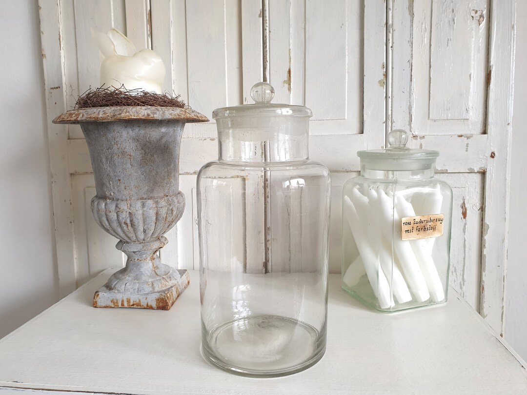 Old Candy Jar, Large Antique Storage Jar, Corner Shop, Glass Lid ...