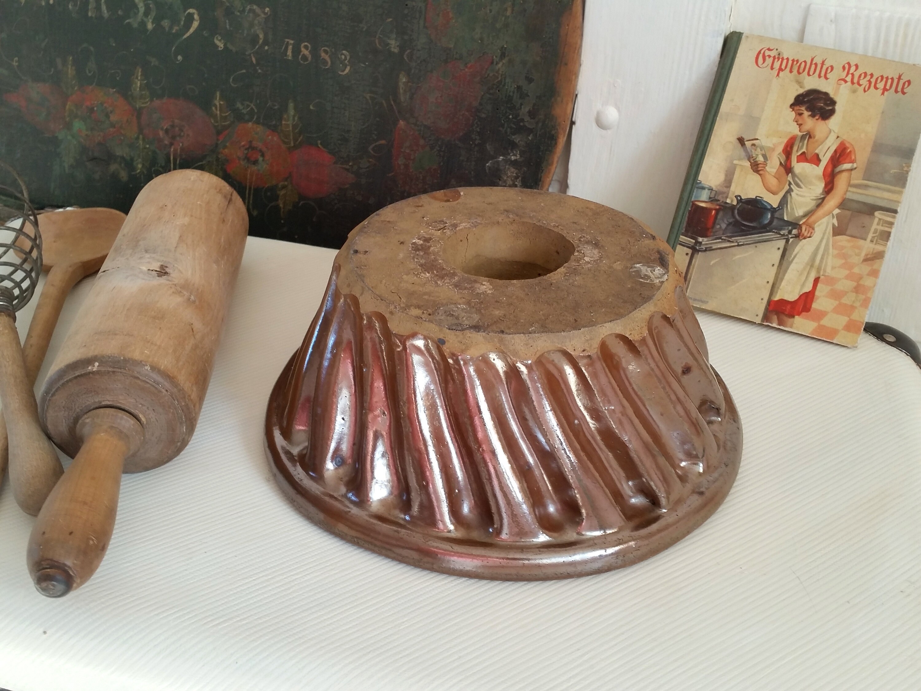 Old Baking Pan Antique Cake Tin Earthenware Clay - Etsy
