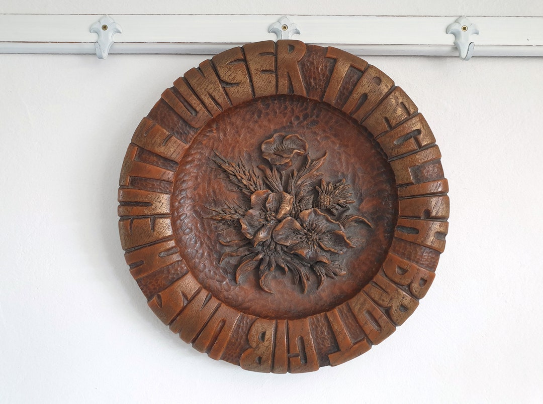 Antique Wall Plate, Old Mural, Handmade, Family Plate, Wax, Saying ...