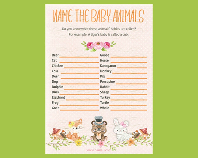 Name the Baby Animals - Game - Etsy