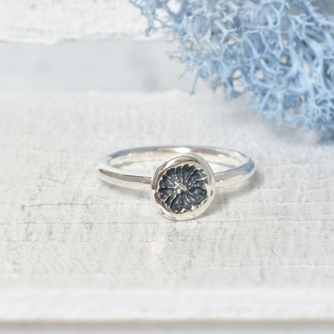 Blackened Silver Ring, Engagement Ring, Stacking Ring, Coral Pattern - Etsy