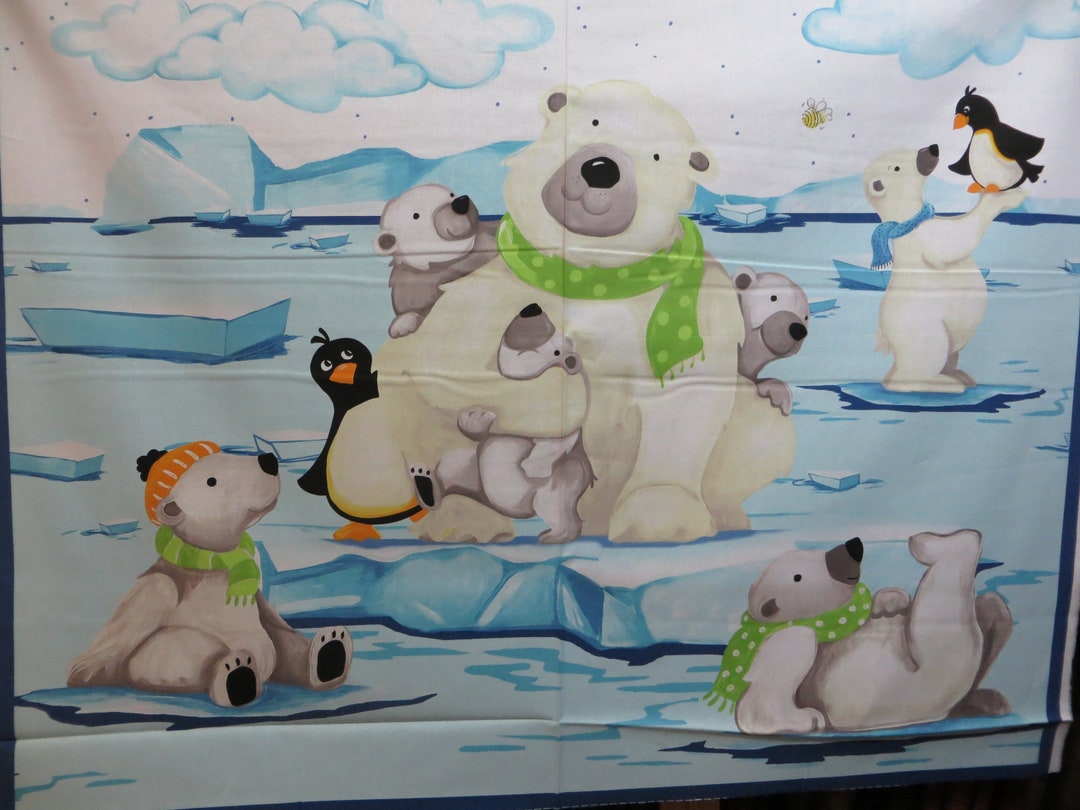 Patchwork Fabric Burr the Polar Bear Panel, Susybee Panel, Polar Bear ...
