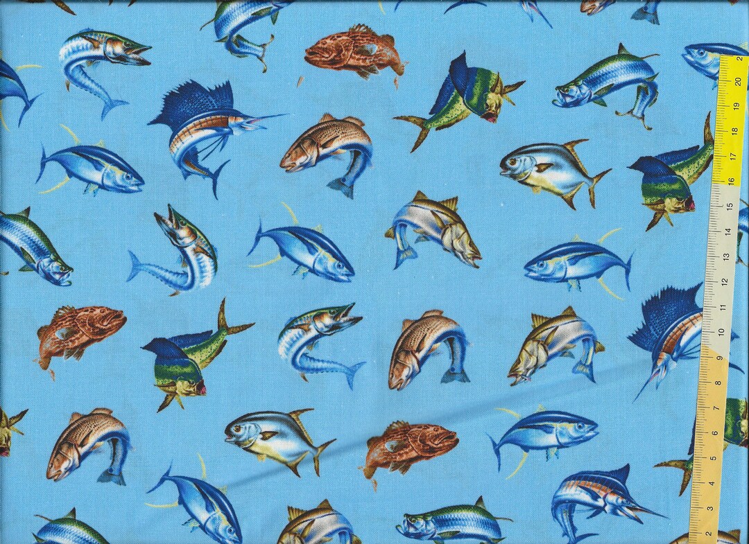 Patchwork Fabric "reel Fun" Fish, Angler, Swordfish, - Etsy