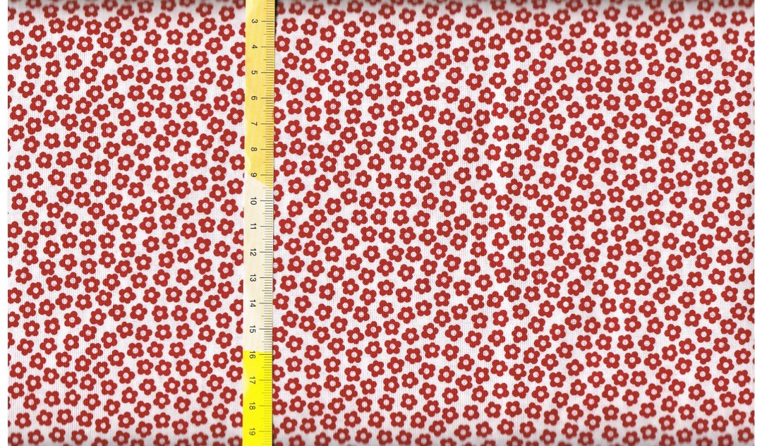 Fabric Stray Flowers Red-white - Etsy