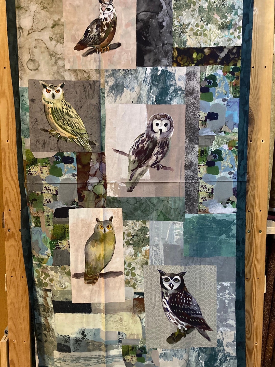 Patchwork Fabric "wild Wonder" Owls, Screech Owl, Eagle Owl, Panel - Etsy