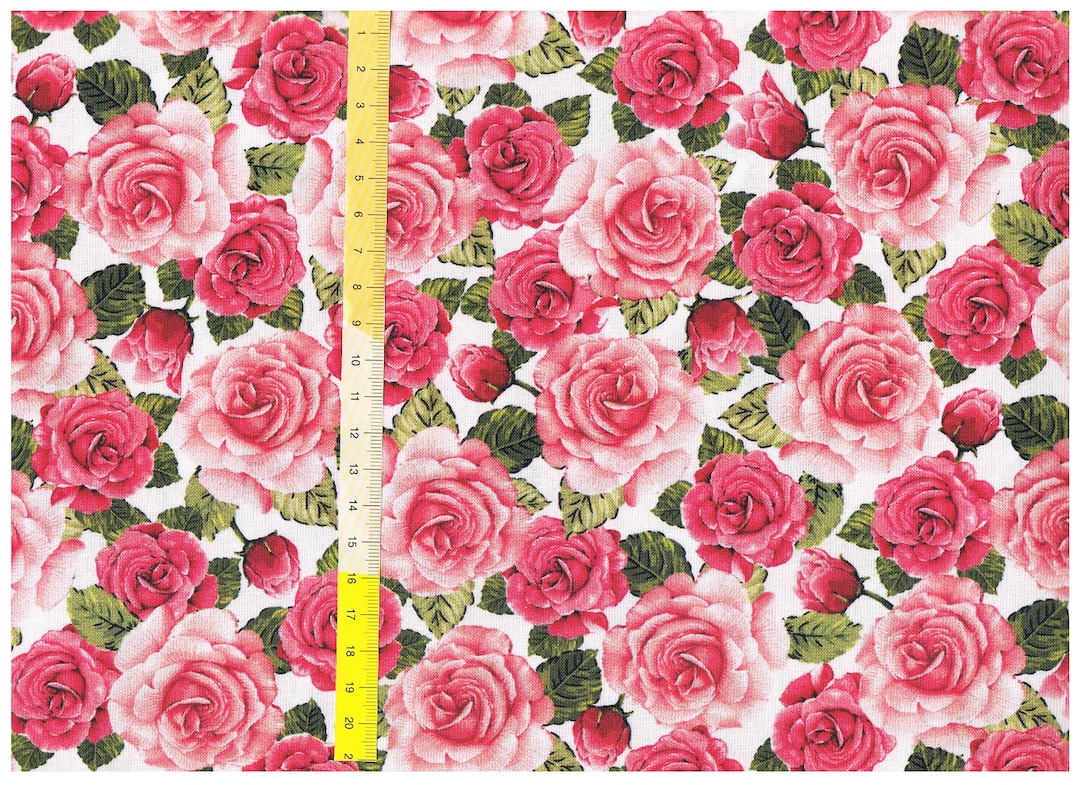 Patchwork Fabric rose Garden Small Roses on White - Etsy