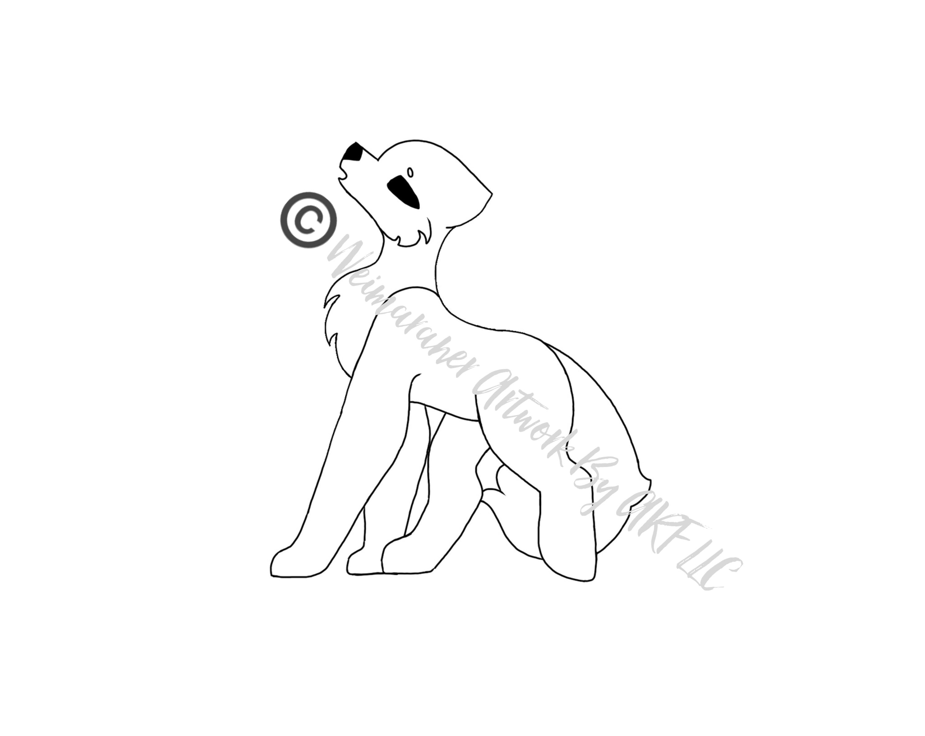 Wolf Line Art, Cartoon, Digital Download, Instant Download, Coloring ...