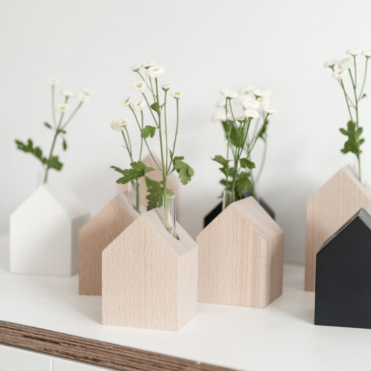 Deco House Wood With Vase Insert | Wooden Decorative House | Wooden ...