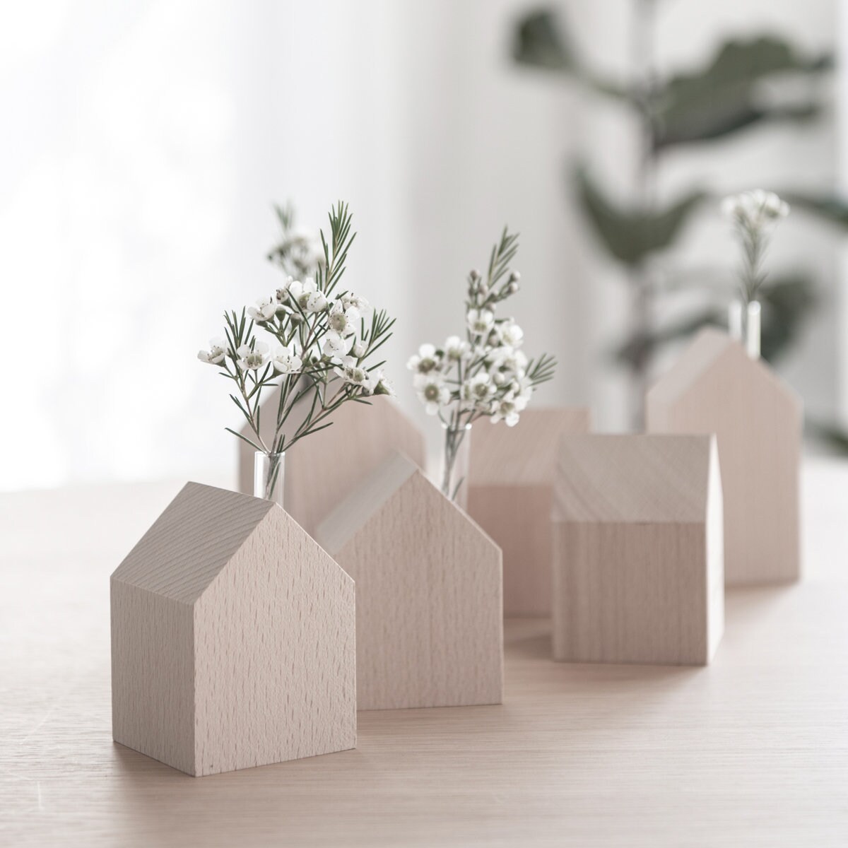Deco House Wood With Vase Insert Wooden Decorative House Wooden House ...