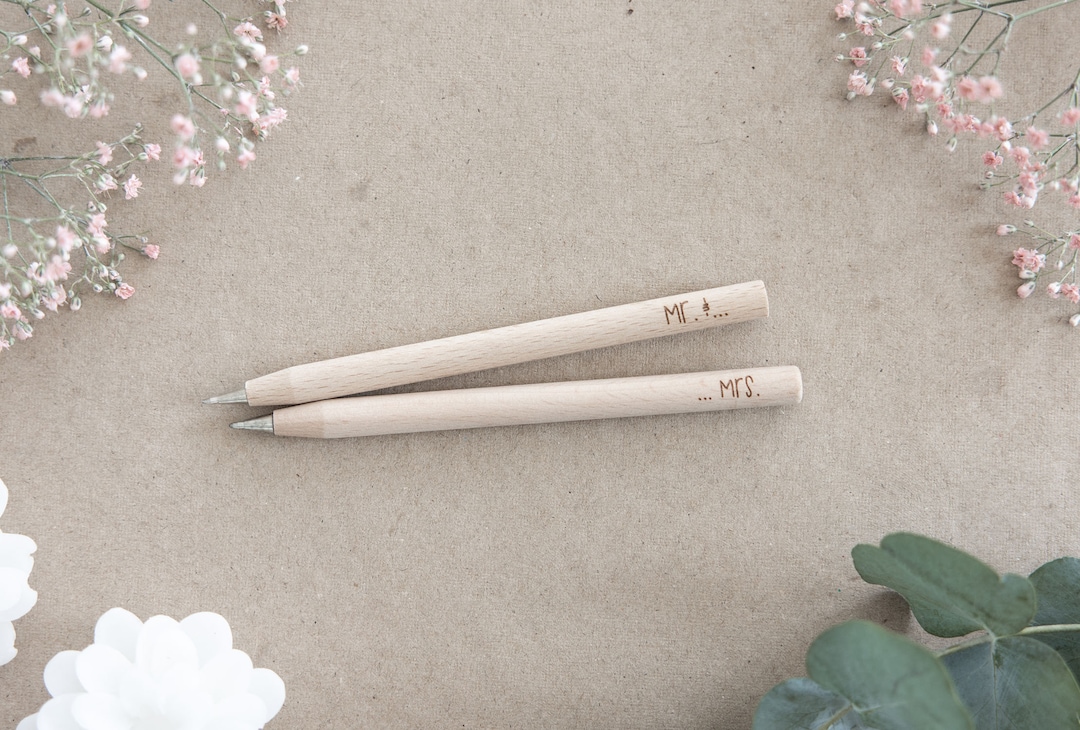 Wooden Ballpoint Pen Engraved, Wedding Gift, Mr & Mrs. - Wedding Gift ...