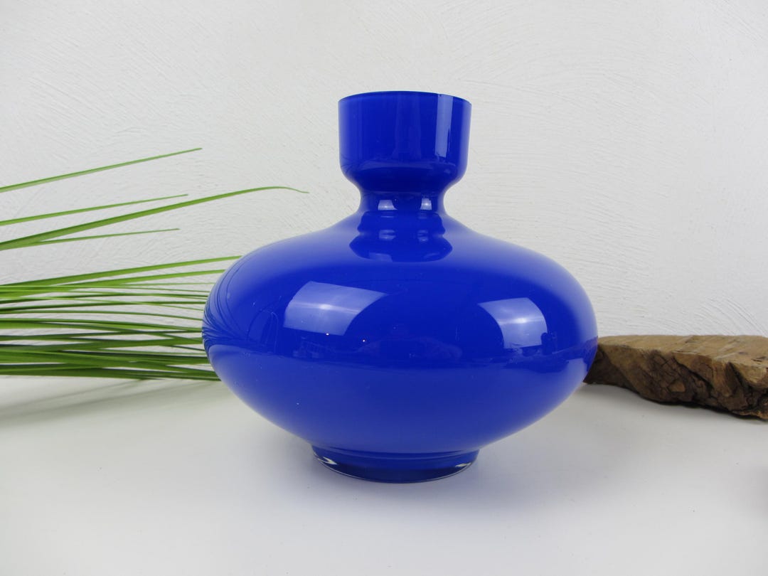 Blue VASE Bulbous, Colored Flower Vase Glass Vase, Pop Art, Gift to ...