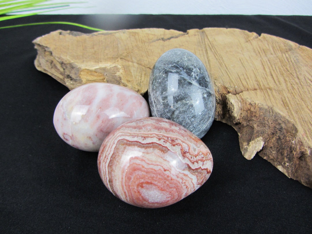 3 EGGS as Decoration, Natural Stone Marble Decoration, Gemstone Home ...