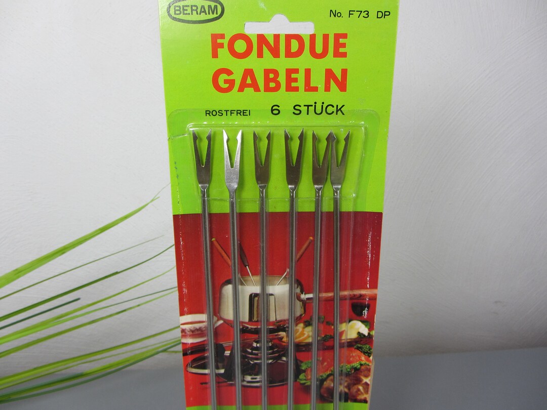 6 Colored FONDUE FORKS OVP Yellow Red Green Blue, Vintage Forks, Fondue ...