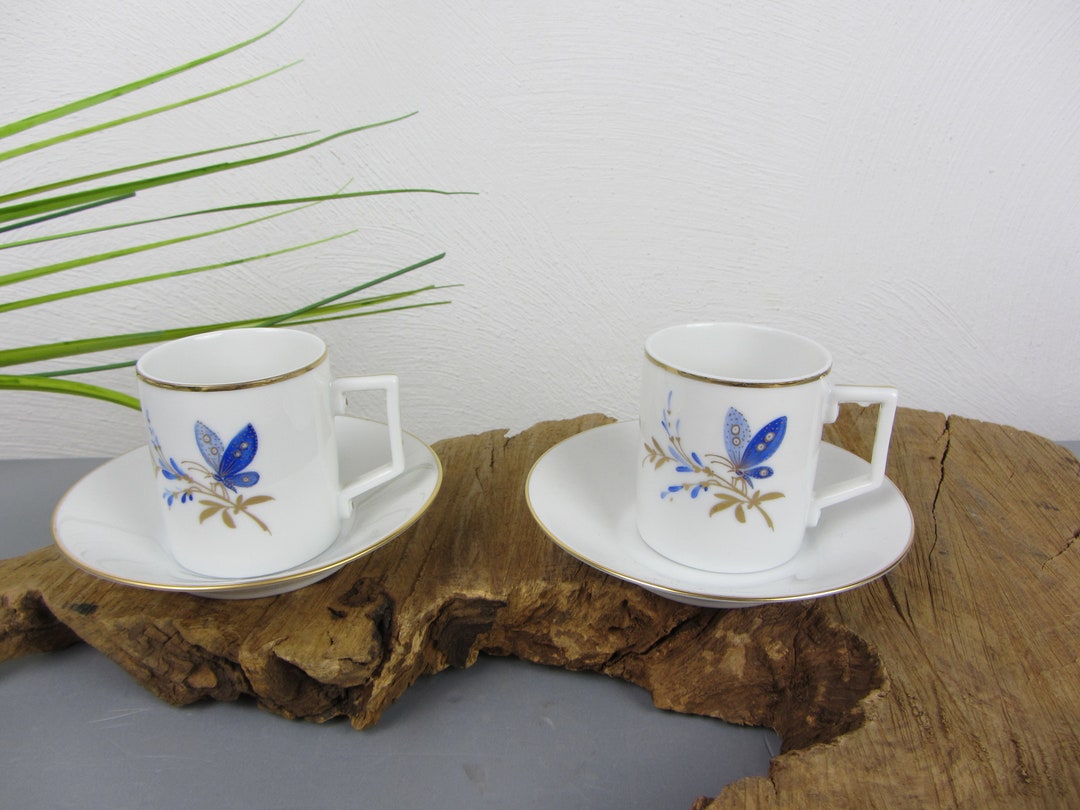 Höchst, 2 Mocha Cups, Espresso Cups, Kurfürst, Small Vintage Cup With Butterfly, Animal Motif ...