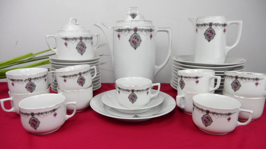 Antique COFFEE SERVICE TEA SERVICE for 10 People, Shabby Chic Coffee ...