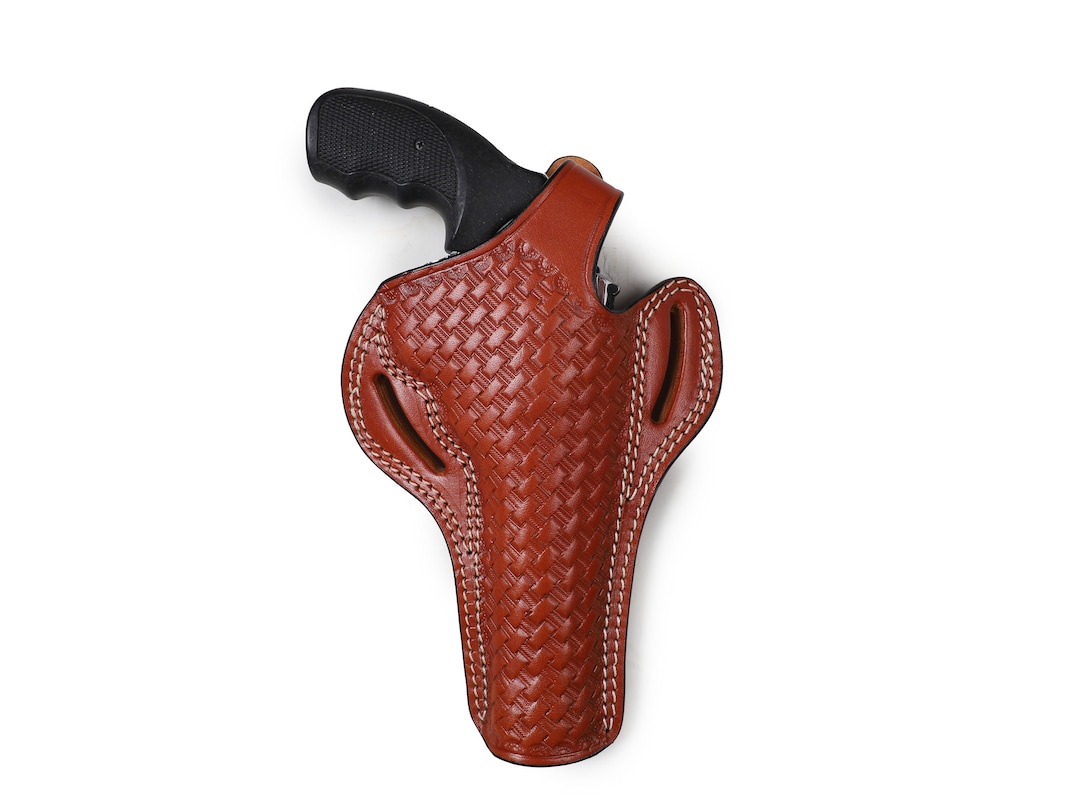 Pusat Holster Colt Python 6 Inch 357 MAG Revolver Basket Weave Leather ...