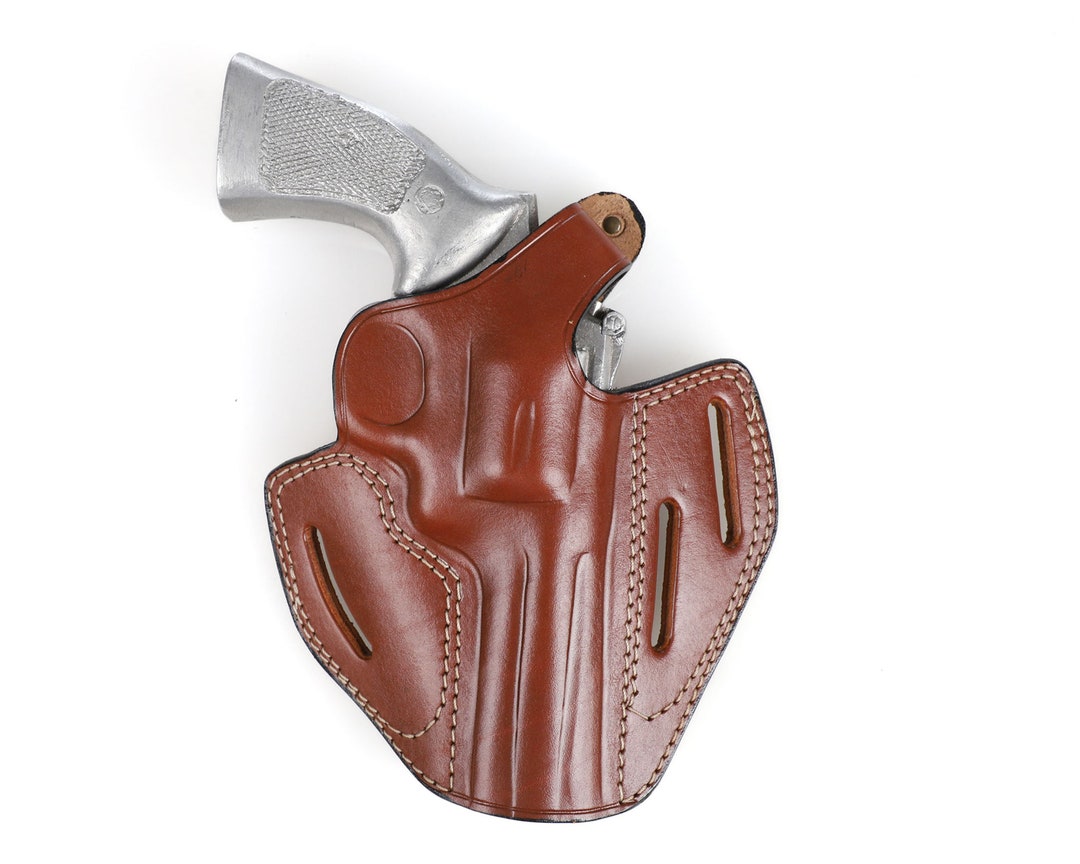 SW 686 Plus L Frame 4 Inch 357 Mag 7 Shot Leather OWB Three Slot Belt ...